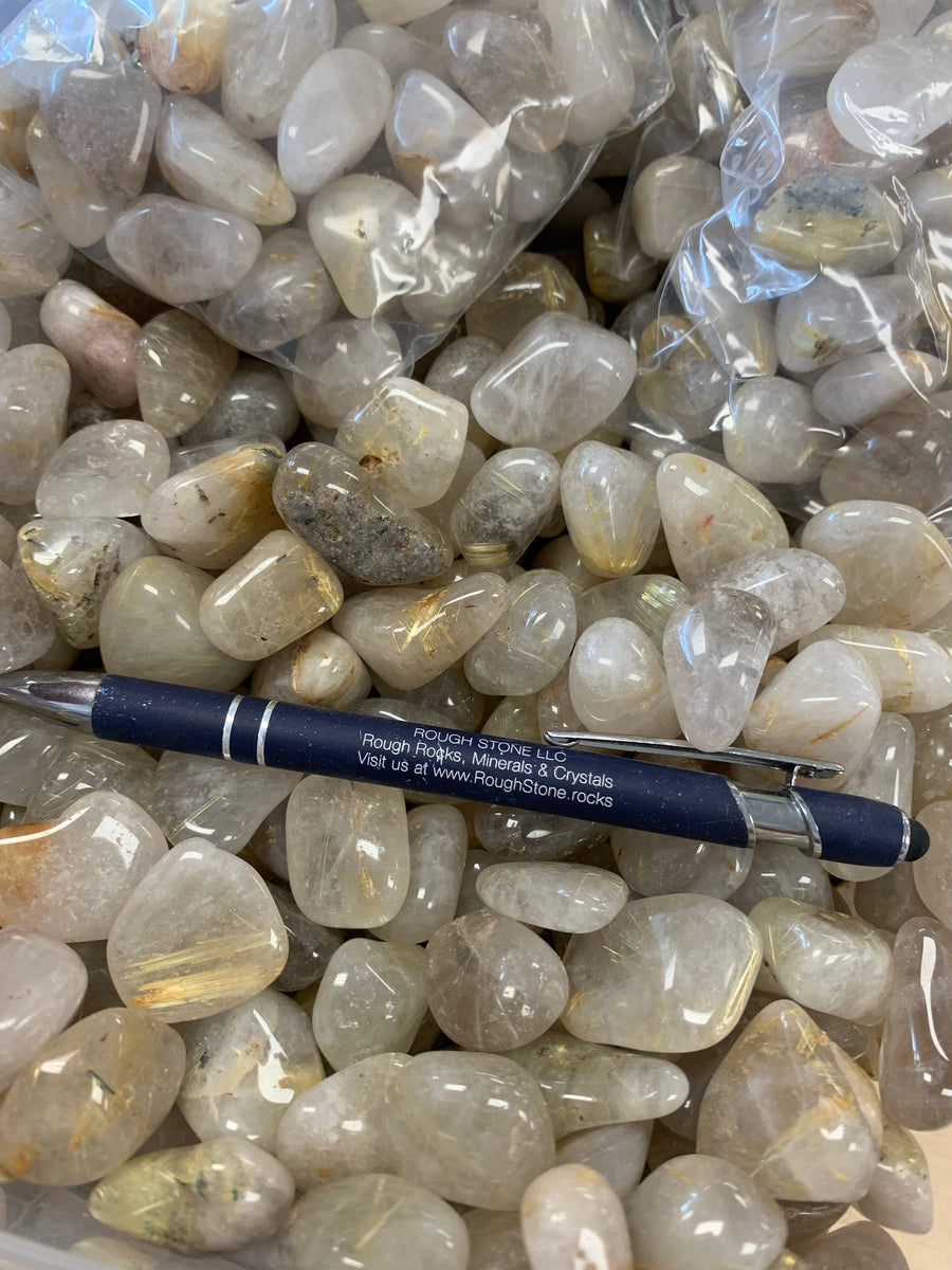 Rutilated Quartz Brazil (Tumbled) 10 pound – RoughStone.Rocks LLC