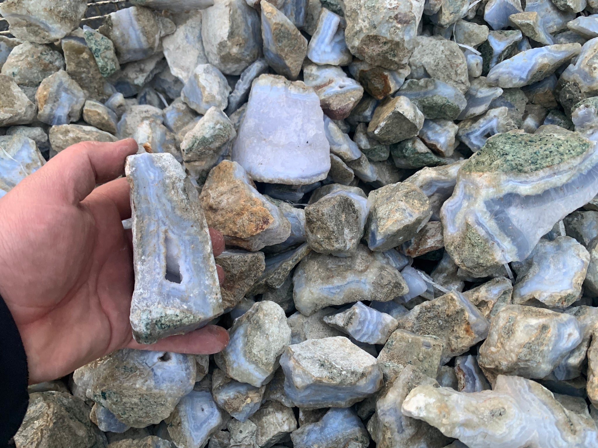 raw blue agate stone